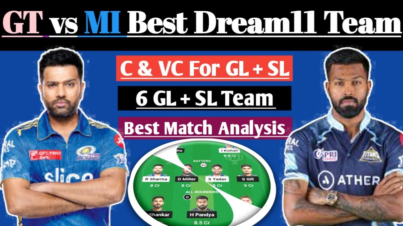 GUJ vs MUM Dream11 Team Today | GUJ vs MUM Dream11 Team Prediction | GT ...
