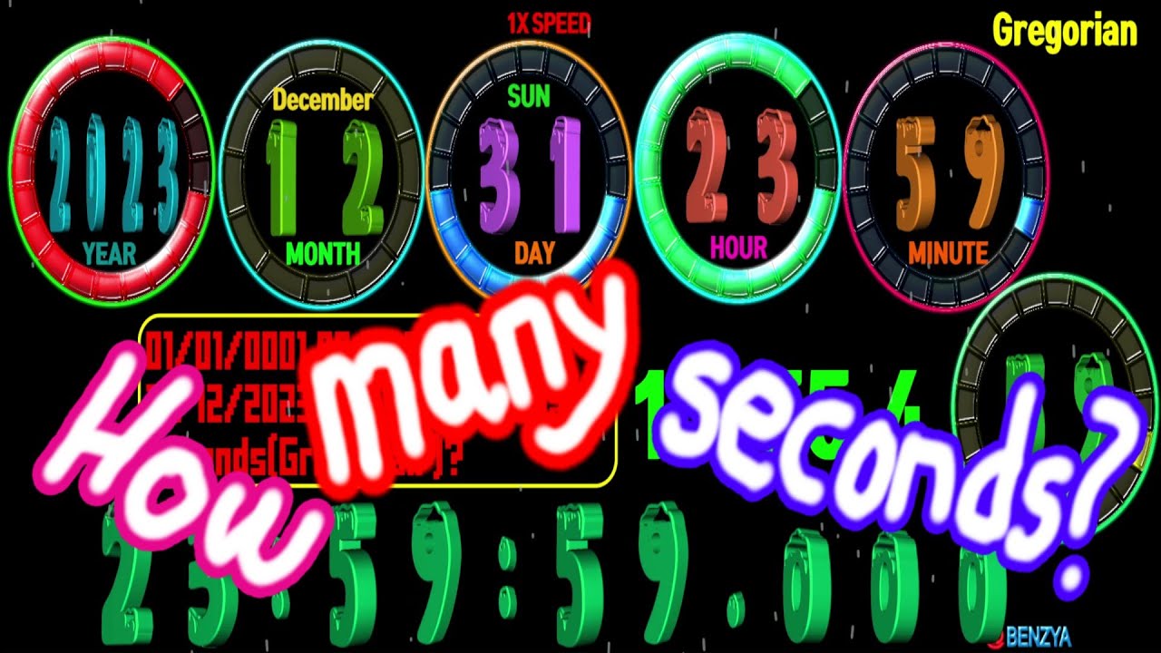 01/01/0001 00:00:00~31/12/2023 23:59:59 how many seconds(Gregorian)? - YouTube
