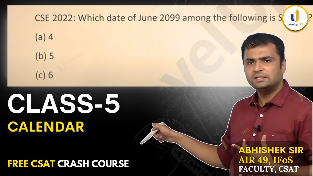 🔴Class 5: Calendar questions | CSAT Crash Course UPSC Prelims 2024 ...