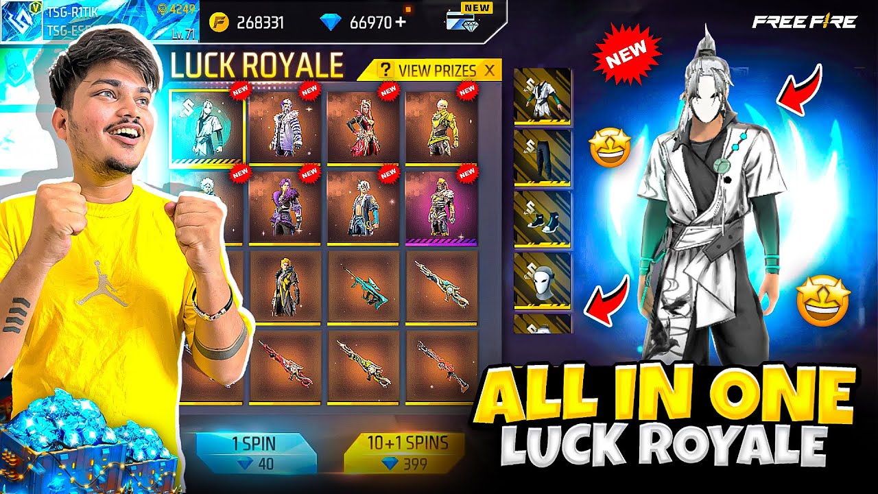 Free Fire New Luck Royale All Rare Bundles,Evo Guns And Emotes In One ...
