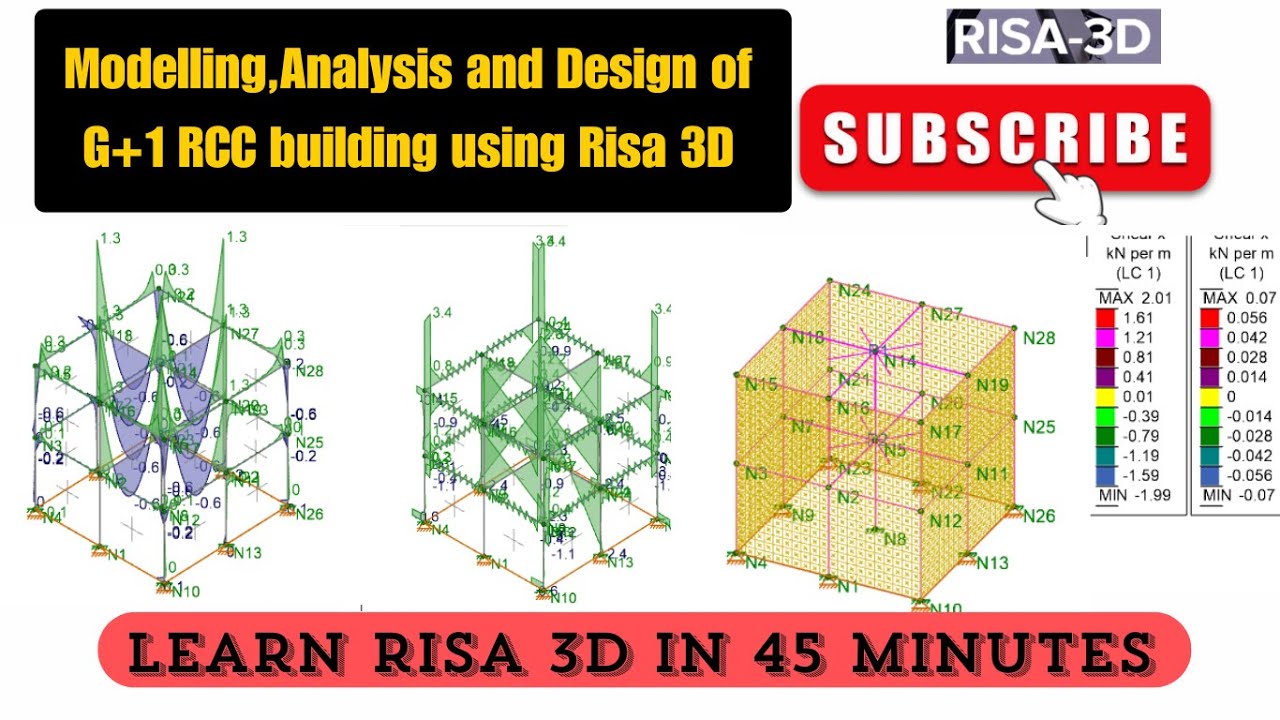 RISA 3D |Modelling , Analysis and Design of G+1 RCC building using RISA 3D | Learn RISA 3D in 45 ...