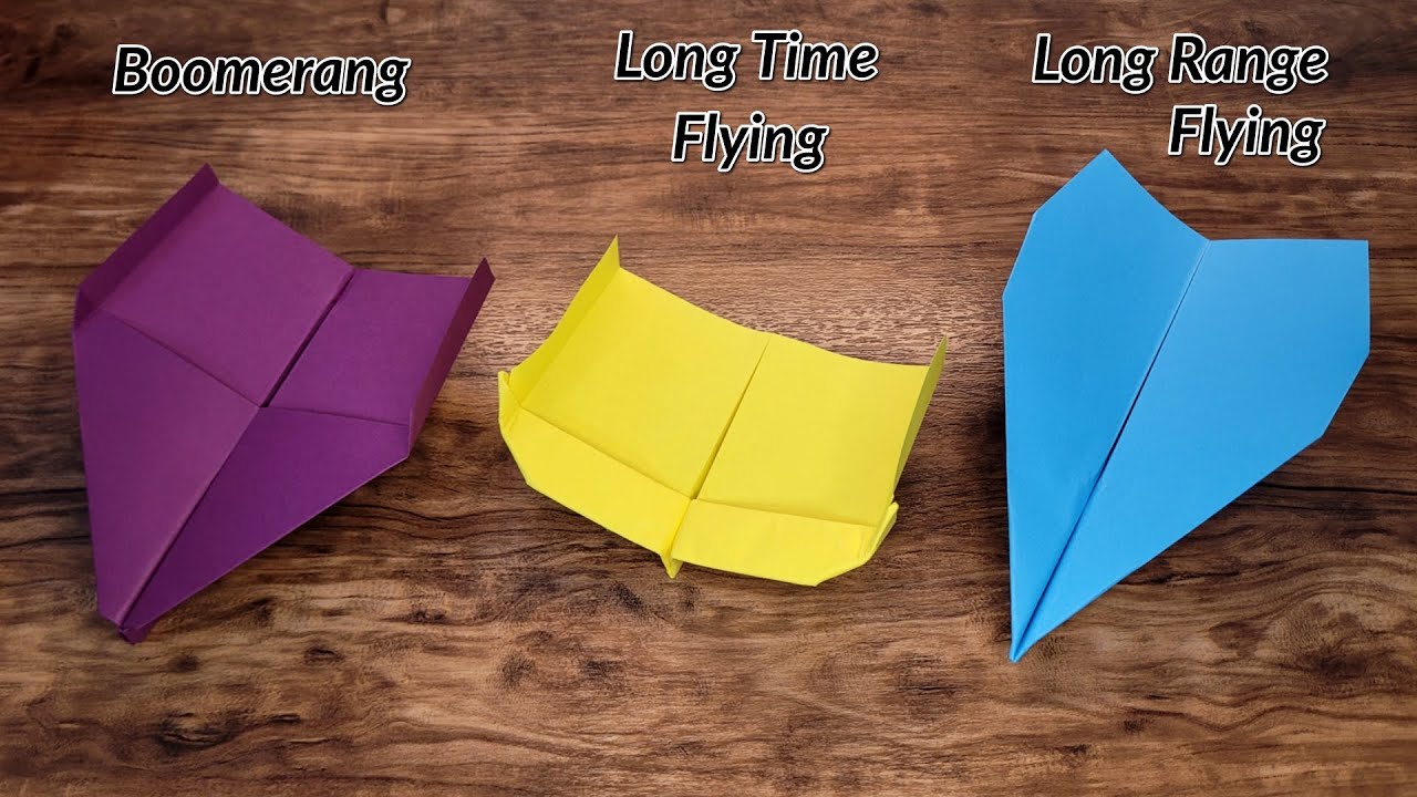 Best 3 Flying Paper Airplane Designs for Boomerang, Long Flying Time ...