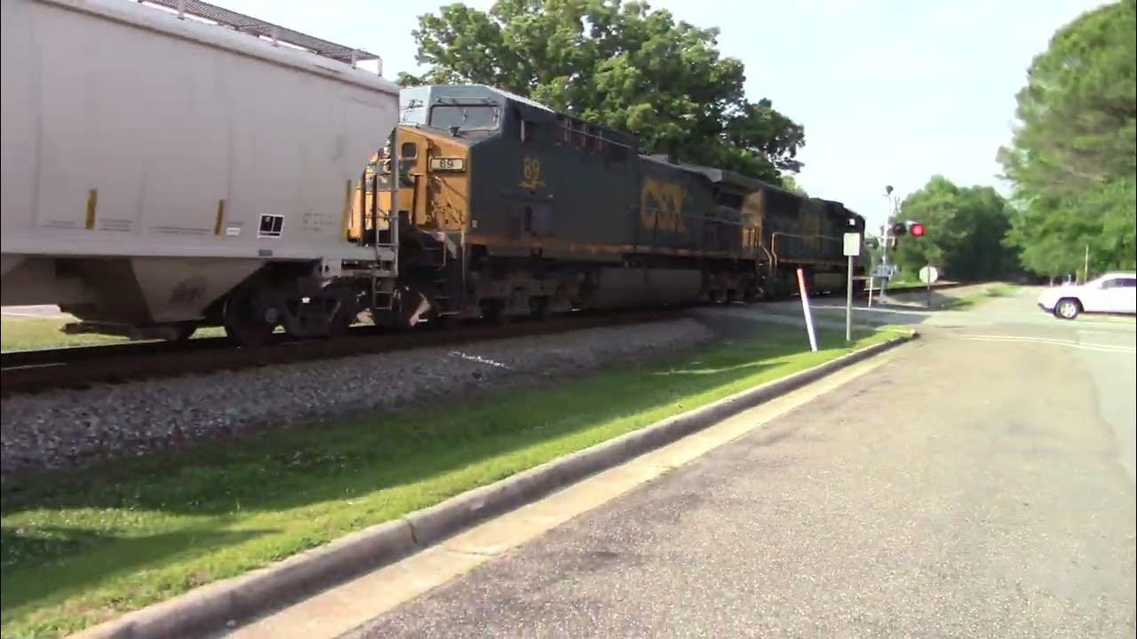 CSX M653-19 Pulls Hard Up-Hill Through Downtown Benson, NC with Loud Horn!! - YouTube