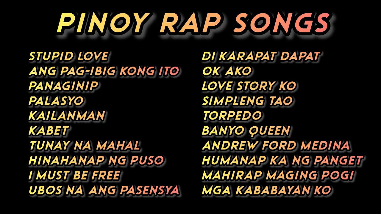 FILIPINO RAP SONGS PLAYLIST - YouTube