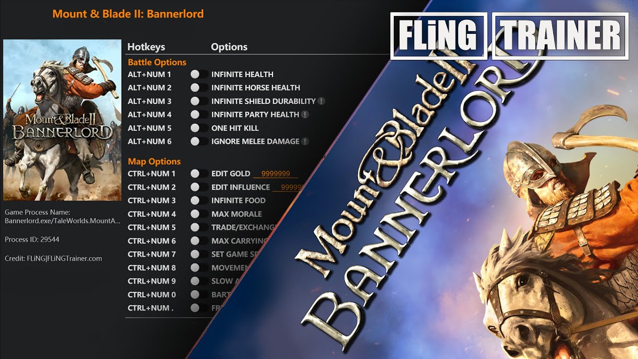 Mount & Blade II Bannerlord Trainer - FLiNG | FLiNGTRAiNER - YouTube
