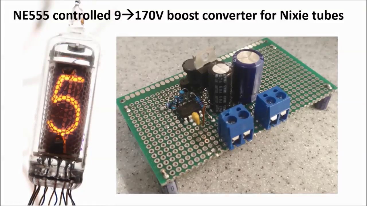 NE555 controlled 9 to 170V boost converter for Nixie tubes - YouTube