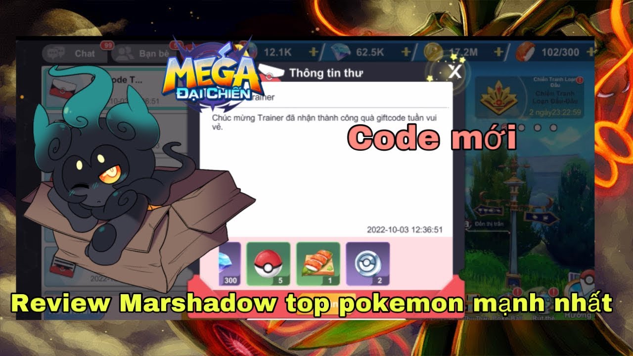 MEGA ĐẠI CHIẾN | Chia sẻ code mới. Review Top Pokemon ssr mạnh nhất ...