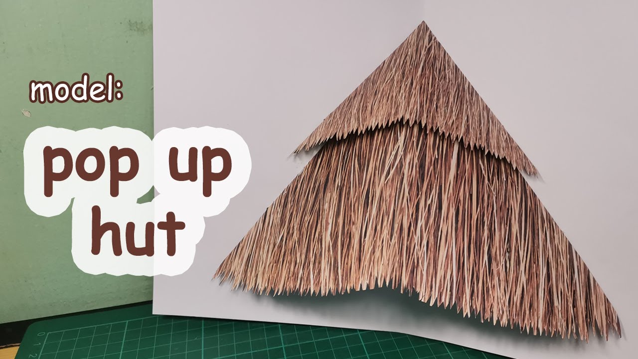 Pop Up card model: pop up hut - how to make a simple pop up hut - YouTube