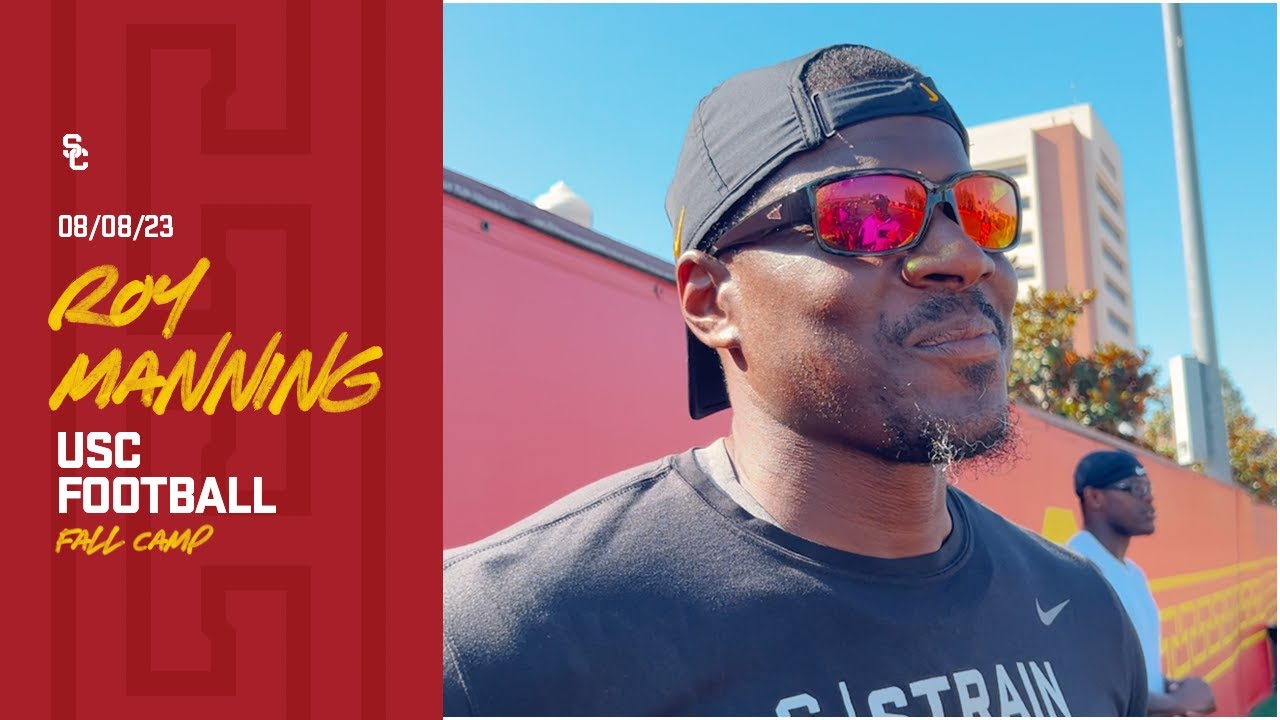 USC OLB coach Roy Manning l Fall Camp Practice No. 10 - YouTube