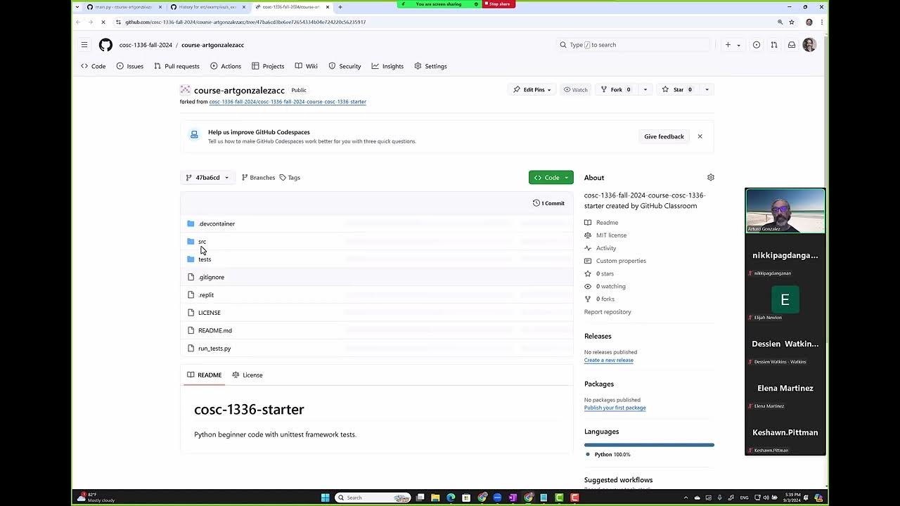 090324 COSC 1336 Python GitHub Revisions - YouTube