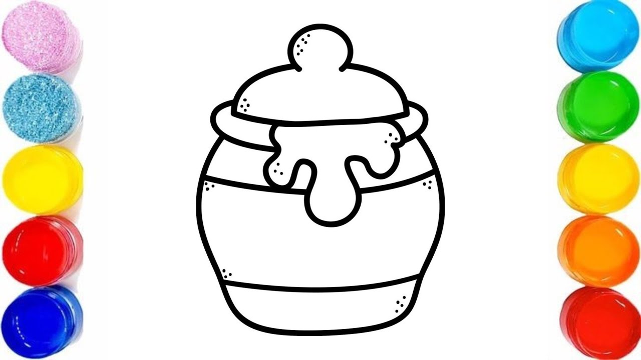 Cute Honey Pot 🍯 Drawing, painting and coloring for preschool kids and ...