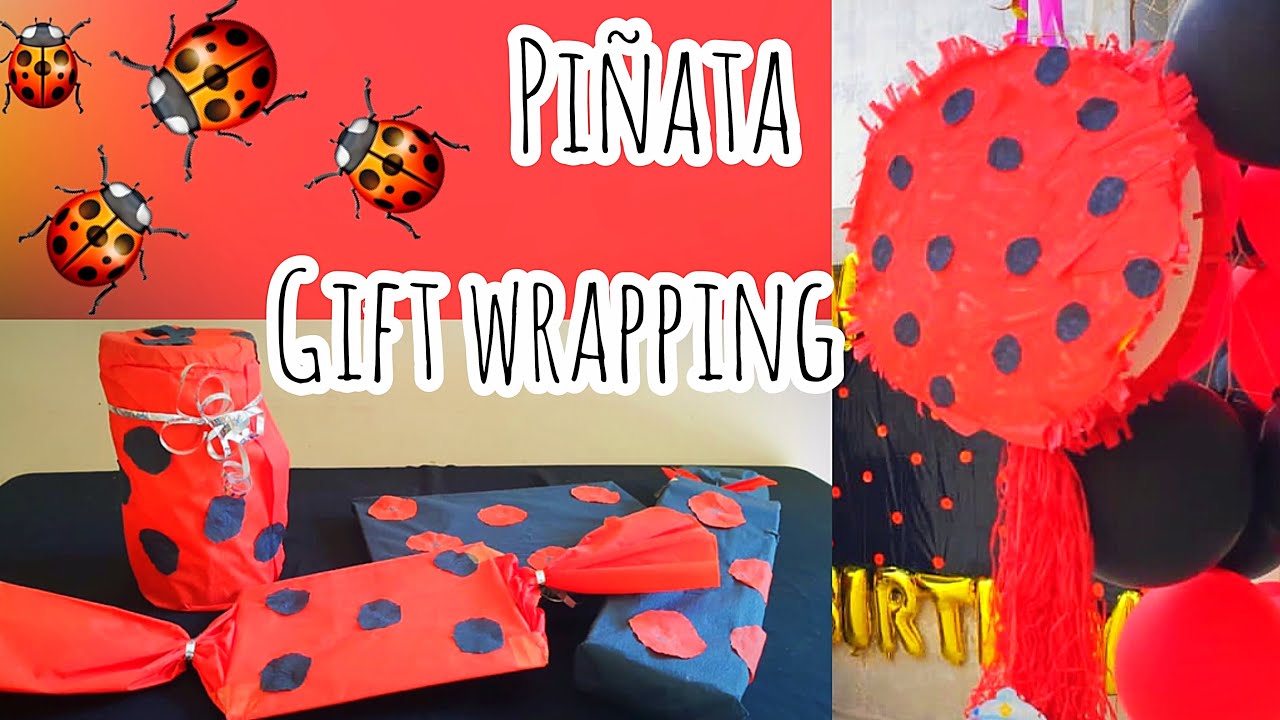 DIY miraculous ladybug theme pinata & gift wrapping | N & Q - YouTube