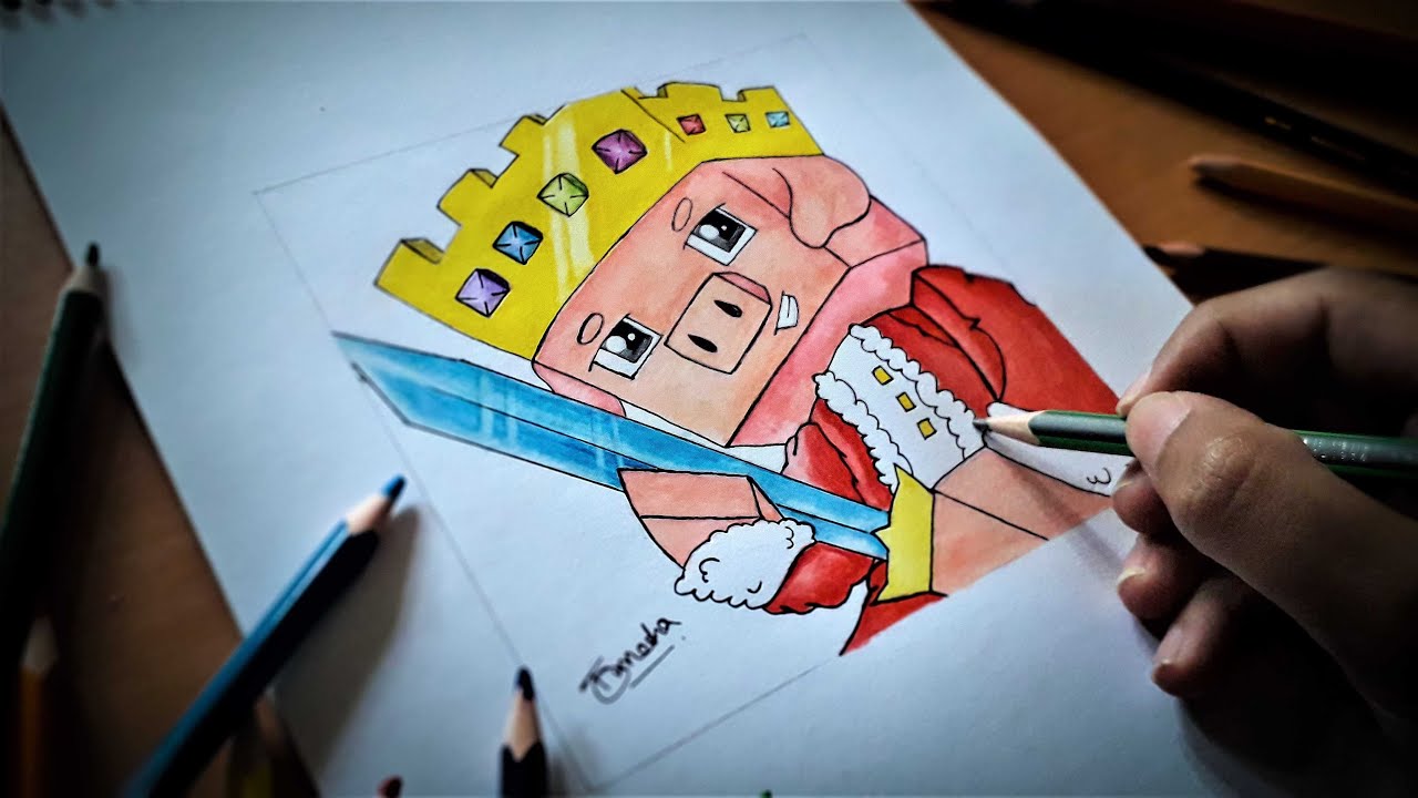 Coloured pencil drawing of The Technoblade's Logo - YouTube