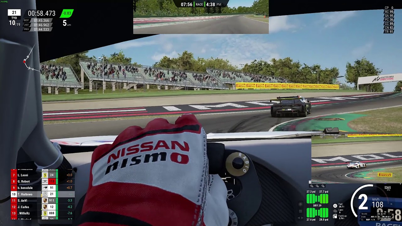 [AC Competizione] AMG GT3 Evo at Imola Online Race with CrewChief #5 ...