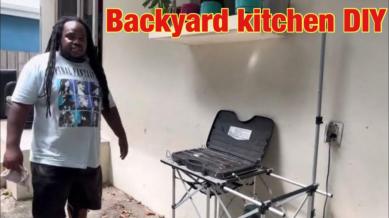 DIY backyard kitchen set up part 1 - YouTube