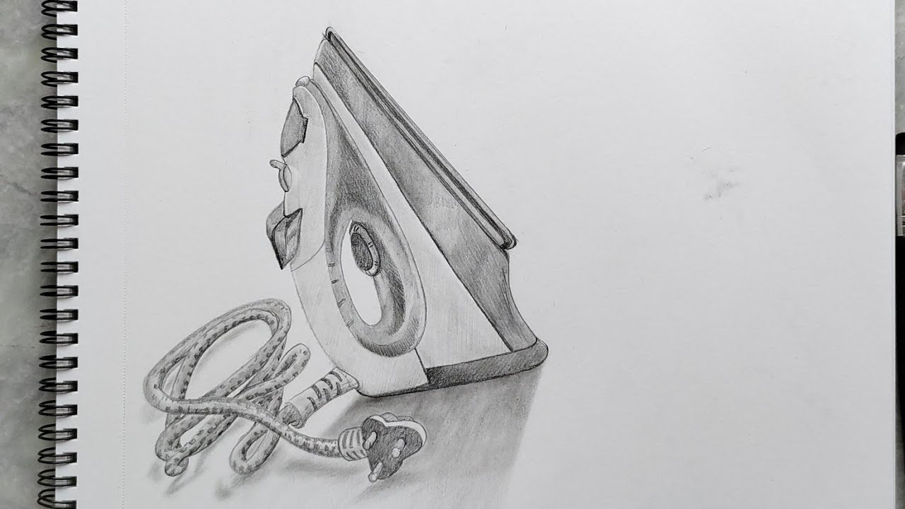 Electric iron drawing// step by step electric iron sketch - YouTube