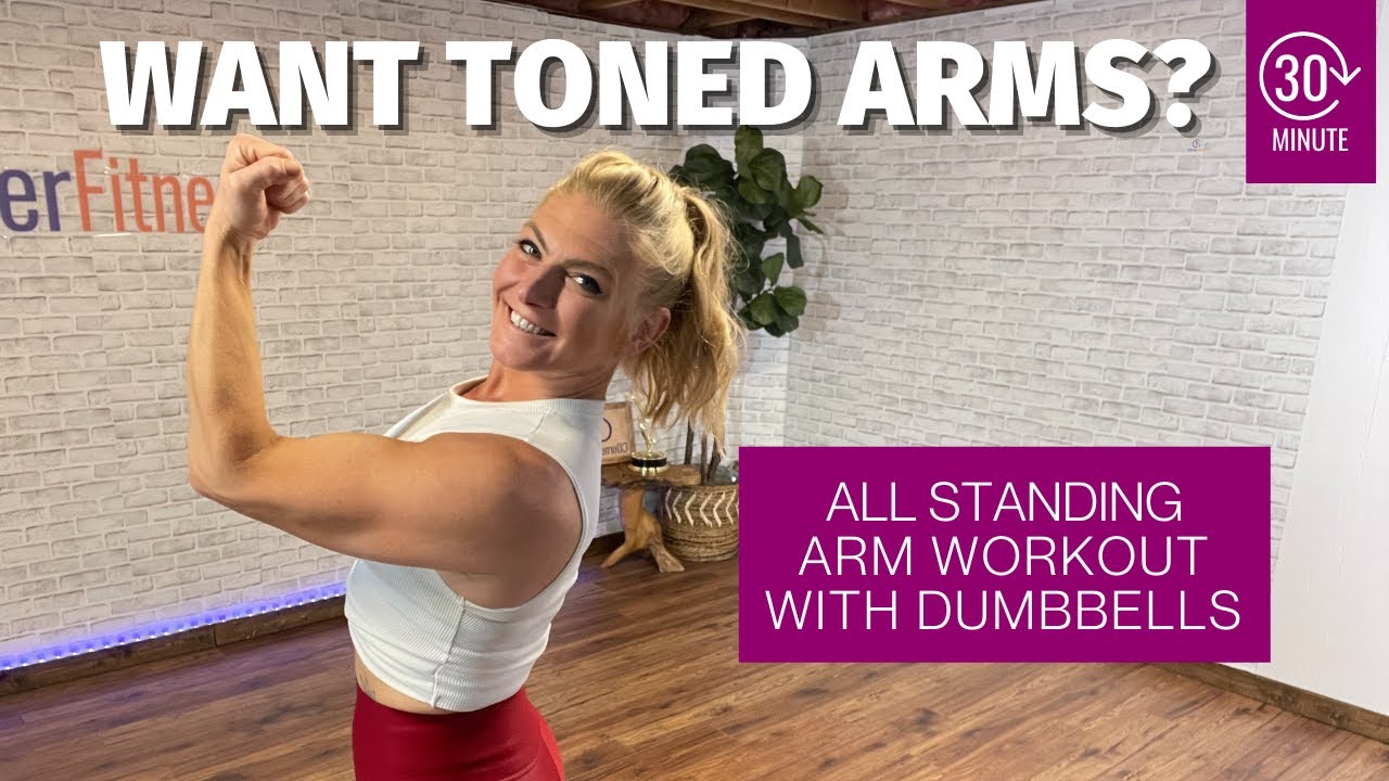 30 minute ALL STANDING Arm workout with Dumbbells only - YouTube