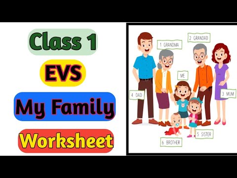 Class 1 evs worksheet of my family / my family evs worksheet - YouTube
