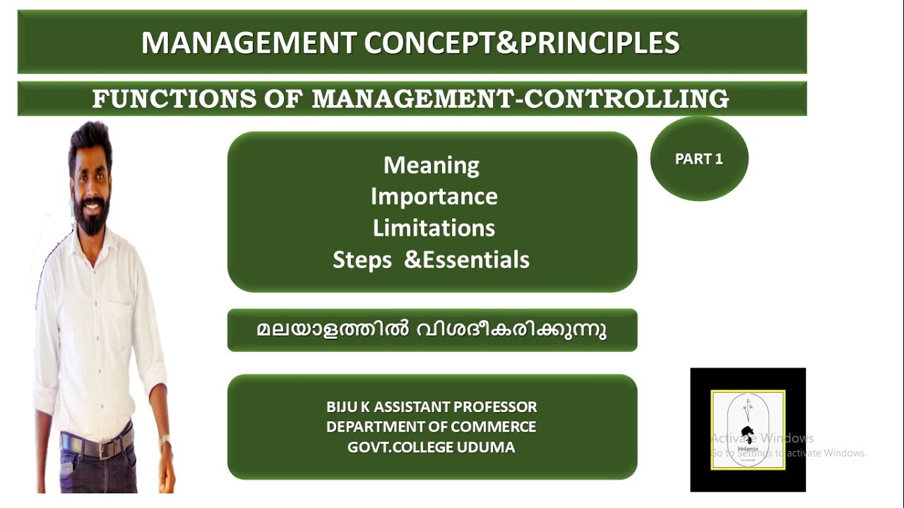 MANAGEMENT CONCEPTS&PRINCIPLES I FUNCTIONS OF MANAGEMENT I CONTROLLING ...