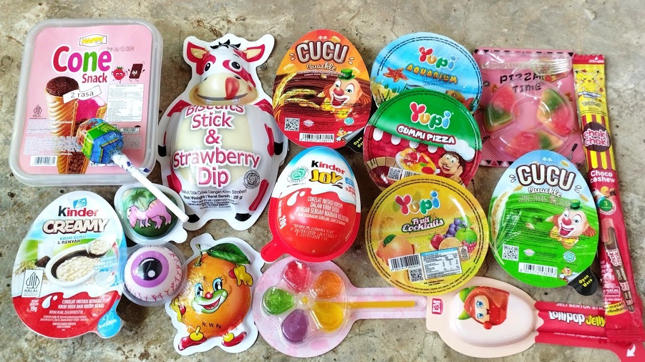 Biskuit Yupi Lollipop Chacha Kinder Joy Permen Jelly 31,12 - YouTube