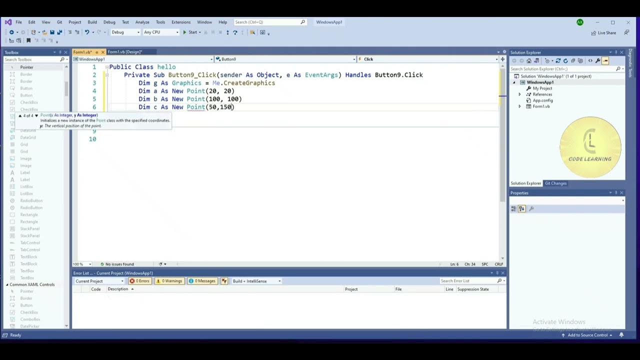 Vbnet Graphics Handling Drawpolygon Codelearning Youtube