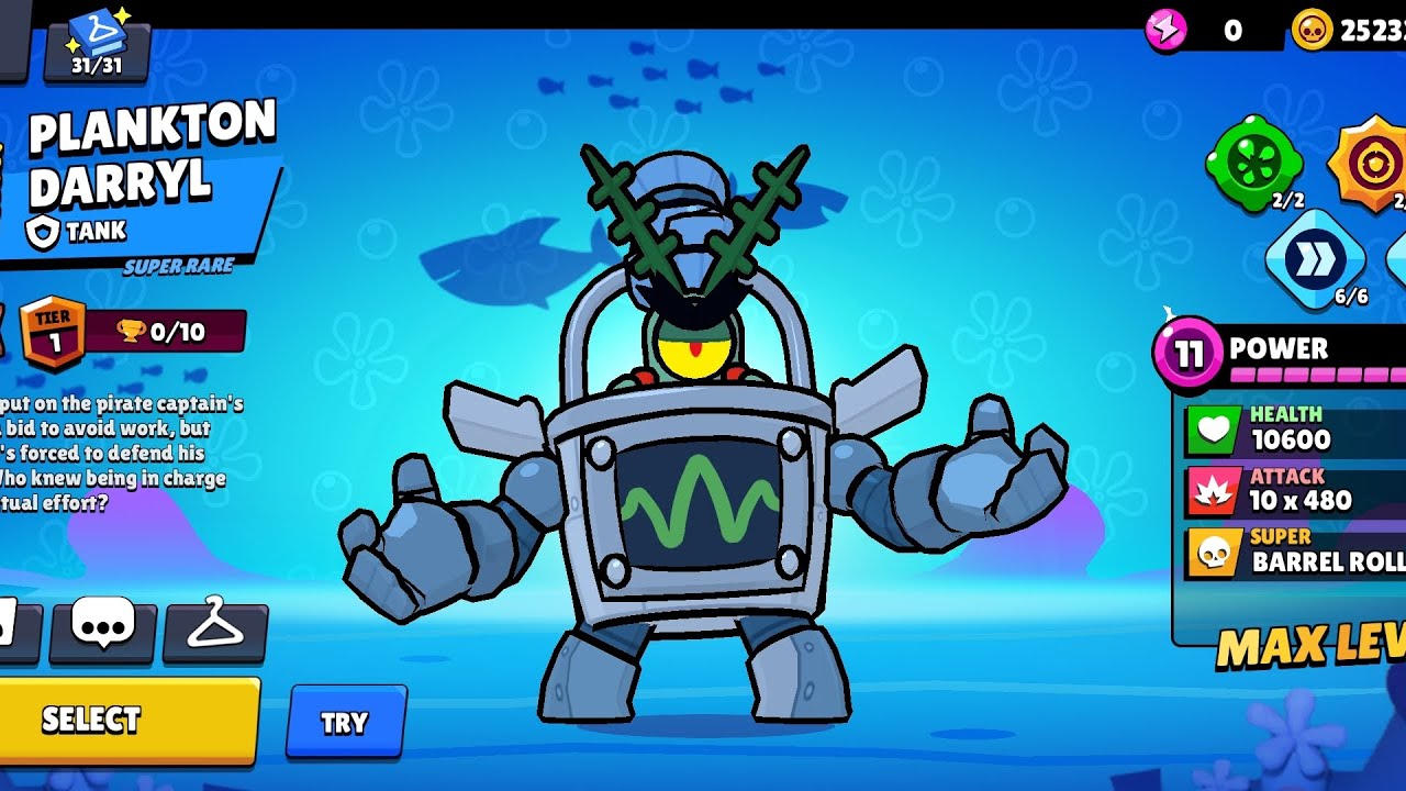 All Plankton Darryl Skin Animations In Brawl Stars Youtube