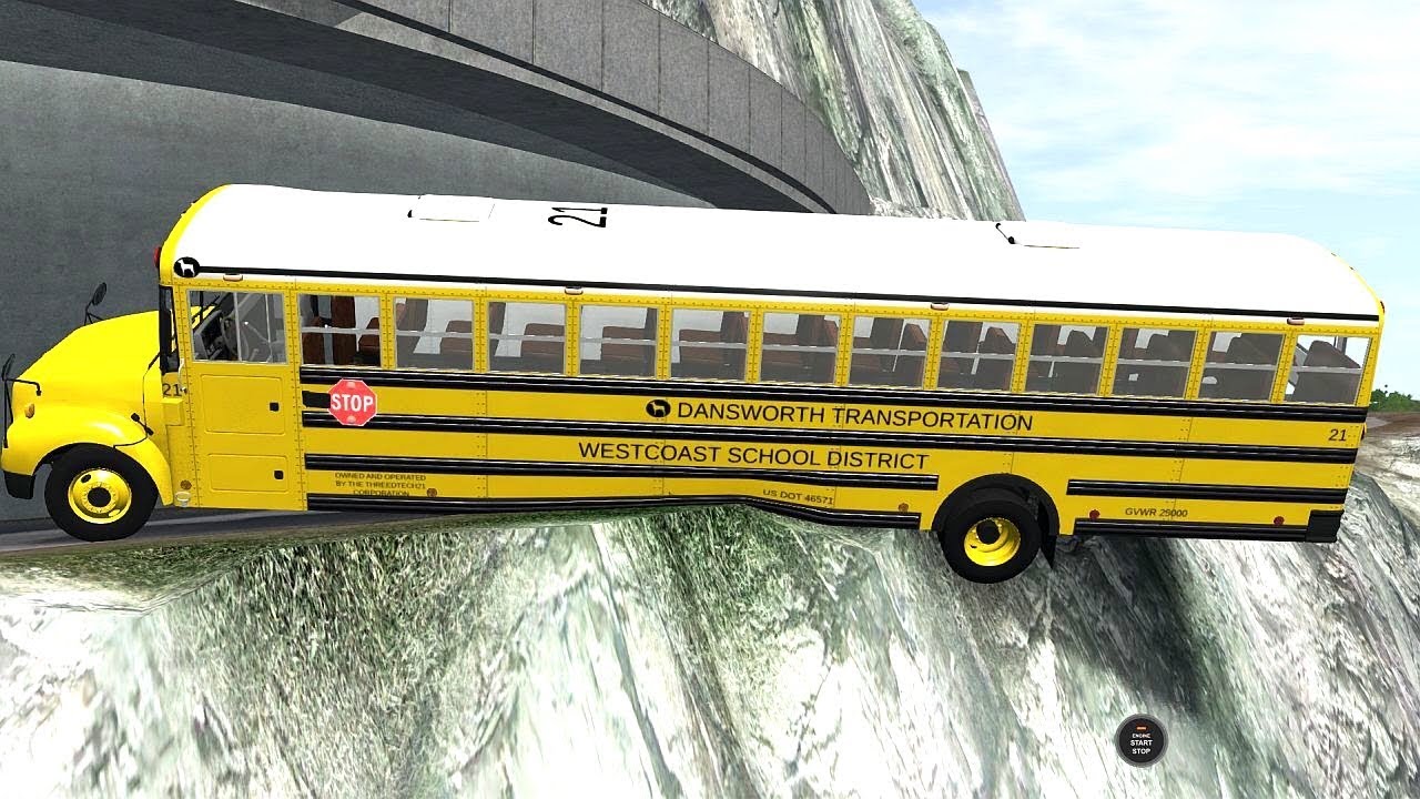 BeamNG Drive - C1500 School Bus on the Cliff Roads Map Part 3 - YouTube