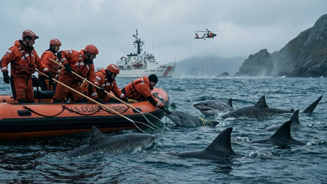 Coast Guard team battles sharks to rescue dolphin. - YouTube