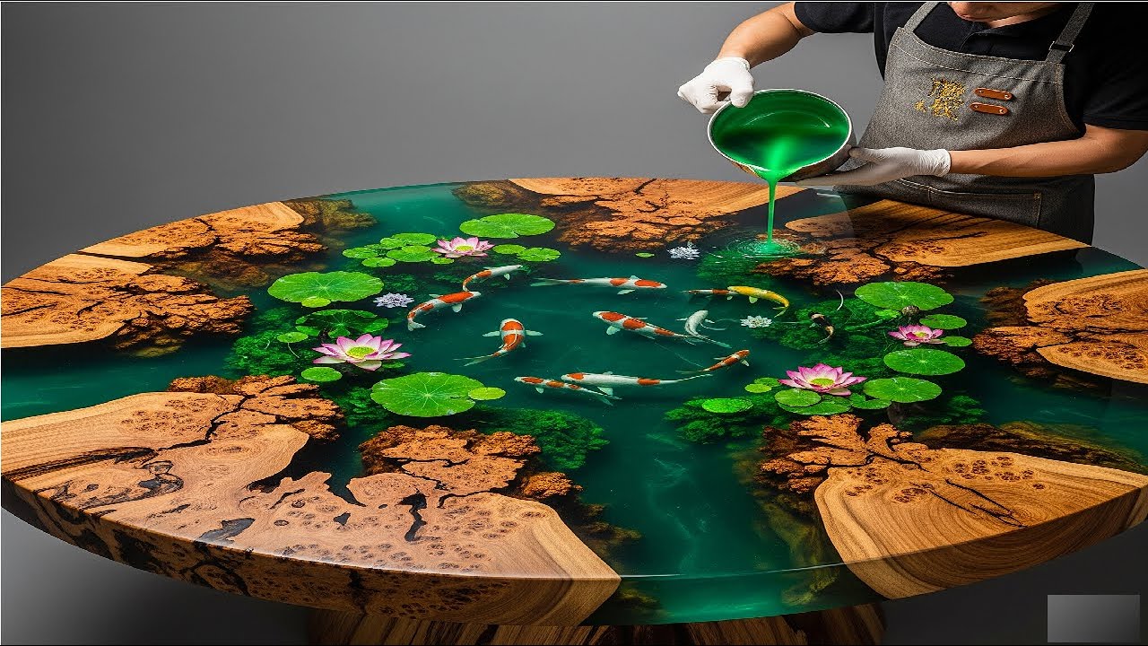 Man Makes Koi Fish Lotus Table from Epoxy Resin // Watch Koi Fish ...