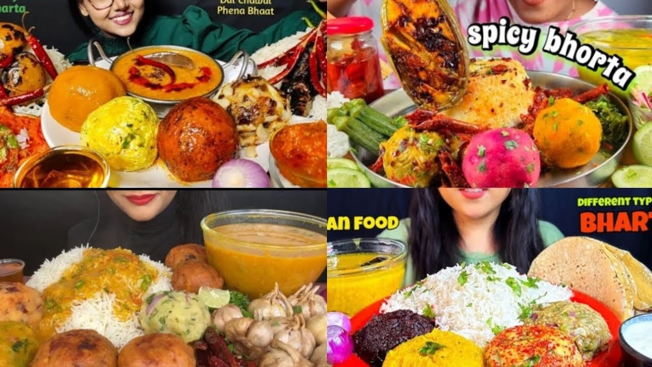 ASMR EATING DIFFERENT TYPES OF BHARTA COMPILATION | Indian Food Mukbang ...
