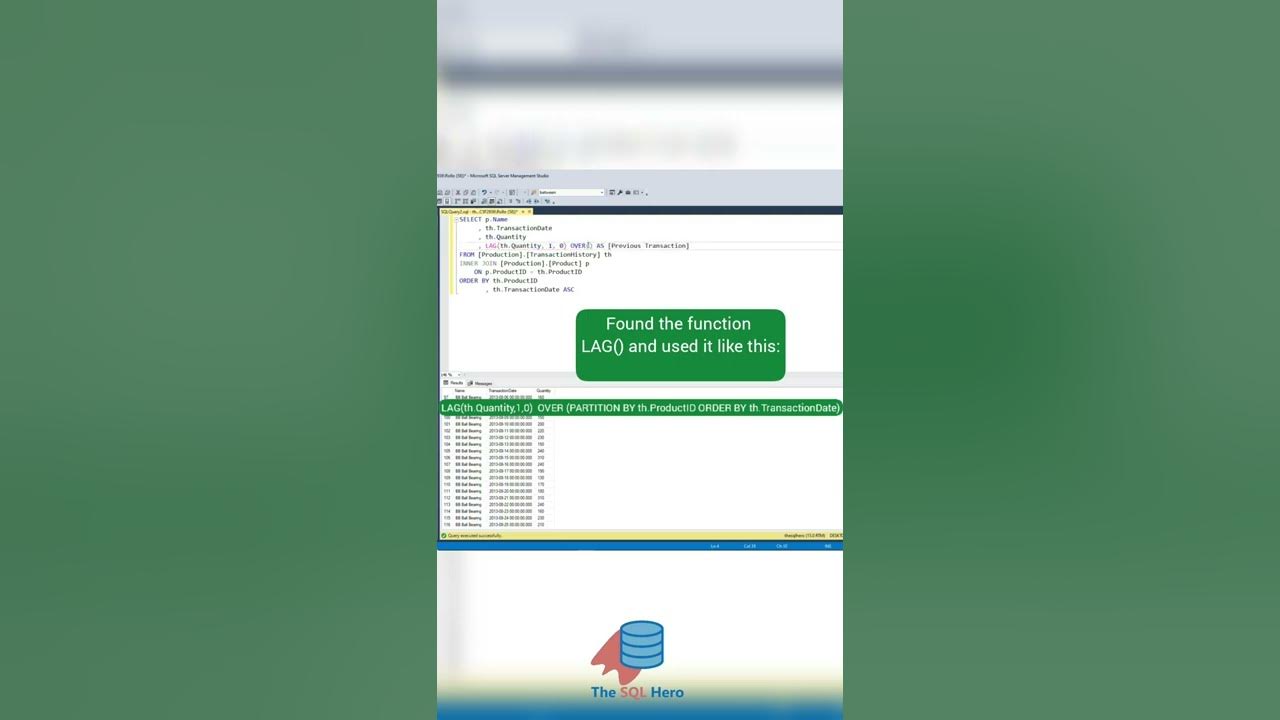 Previous Row Value In Ssms Sql Sqlserver Database Dba Ssms Data Dataanalytics Dev Youtube