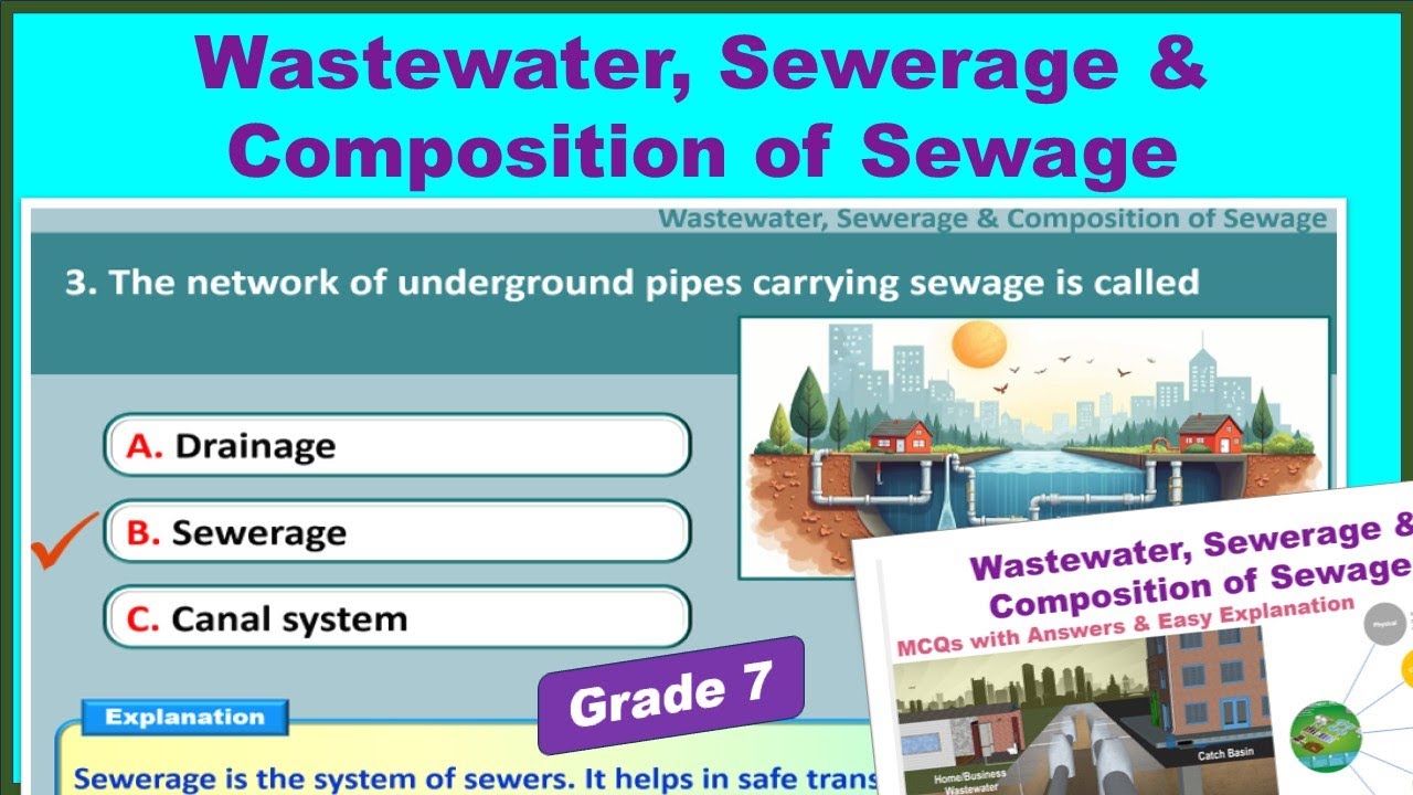Wastewater, Sewerage & Composition of Sewage || Grade 7 || MCQs with ...