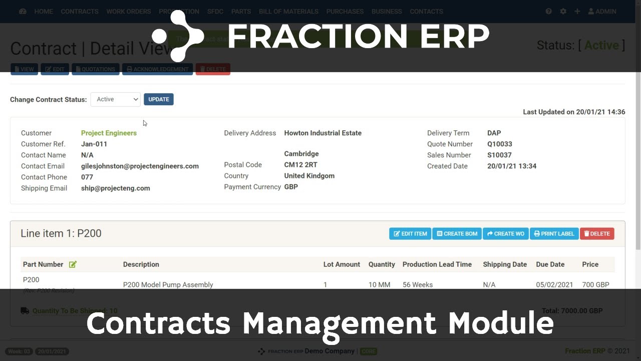 Fraction ERP - Contracts Management Module - YouTube