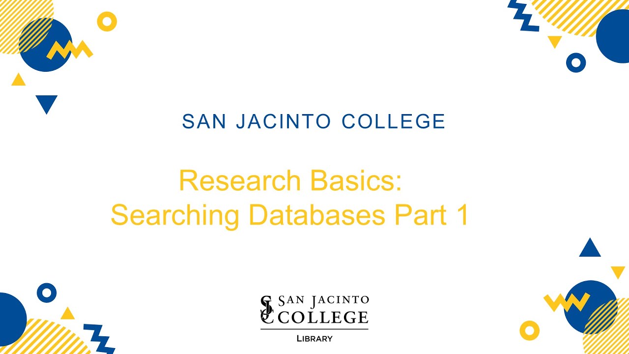 Research Basics: Searching Databases Part 1 - YouTube