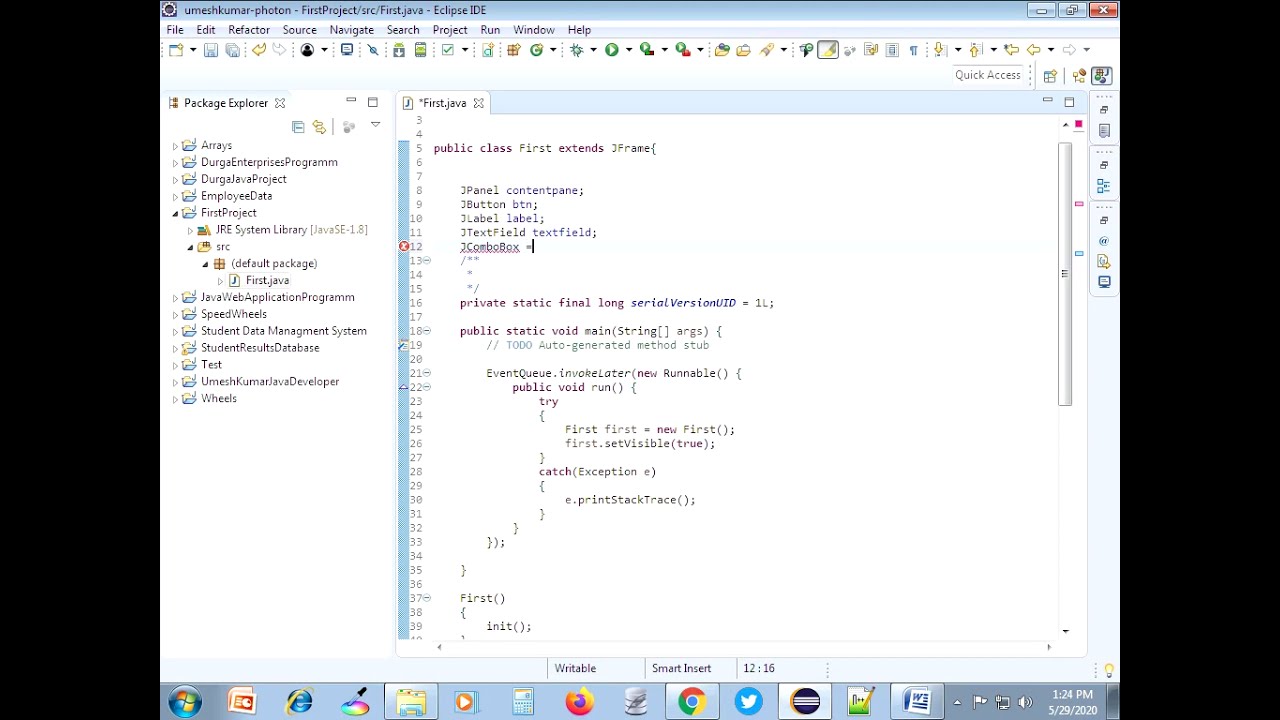 How To Create Combo Box With Java Swing In Eclipse Youtube