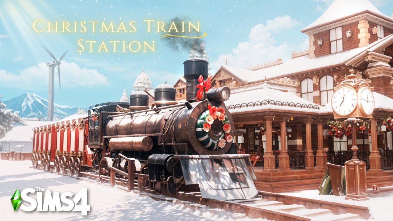 The Sims 4 - Christmas Train Estation - Relaxing Speed Build ASMR (CC ...
