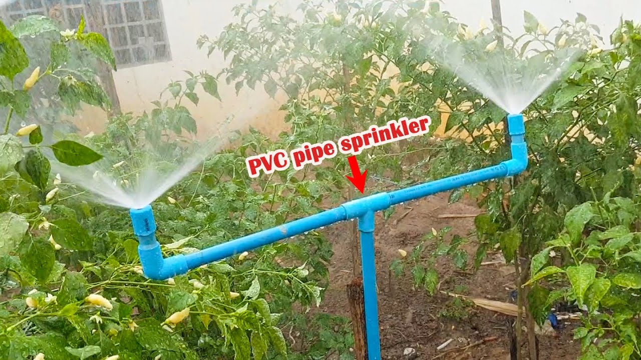 He make super strong water sprinkler from PVC pipe for garden #diy # ...