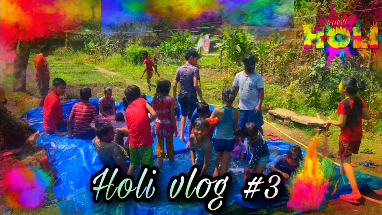 Happy holi || let’s play Holi 🫣 ️‍🔥🔫 || swimming pool 🏊‍♀️ - YouTube