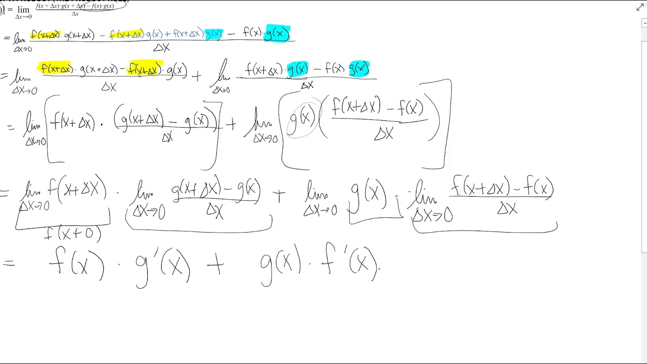 Derivative of a Product (The Product Rule) - YouTube