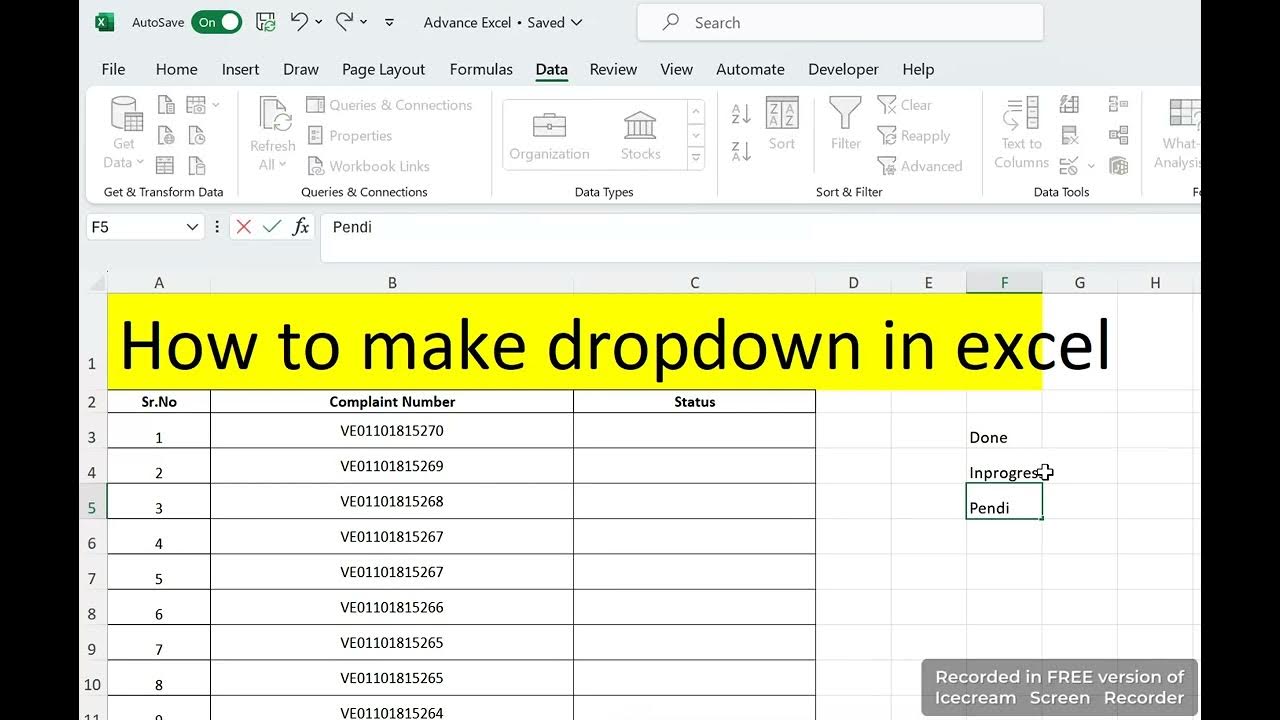 How to make dropdown in excel #dropdown - YouTube