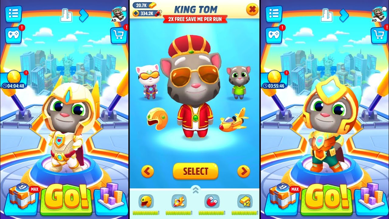 Talking Tom Hero Dash Platinum Tom, Gold Flash Tom vs Tom Gold Run King ...