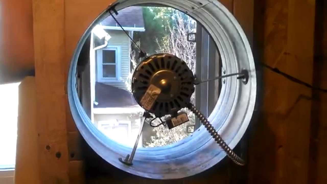 Gable fan in my organ shop - YouTube