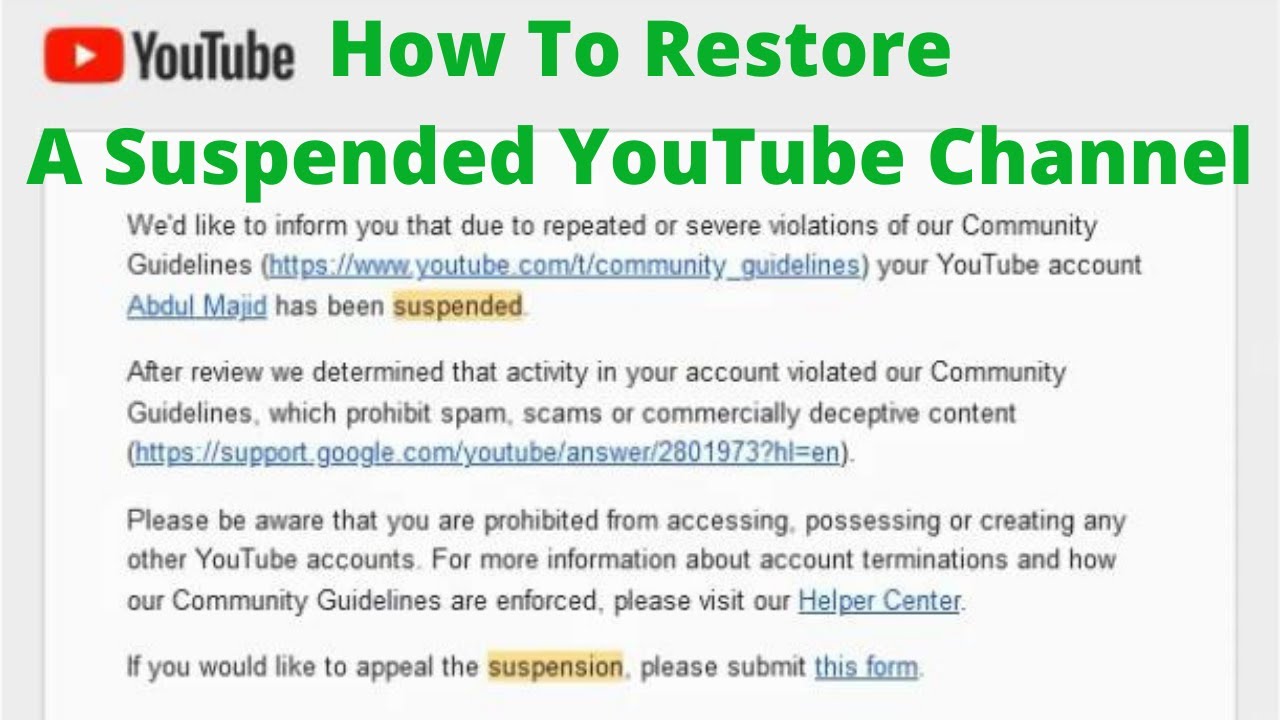 How To Restore Suspended / Terminated YouTube Channel Easily - YouTube
