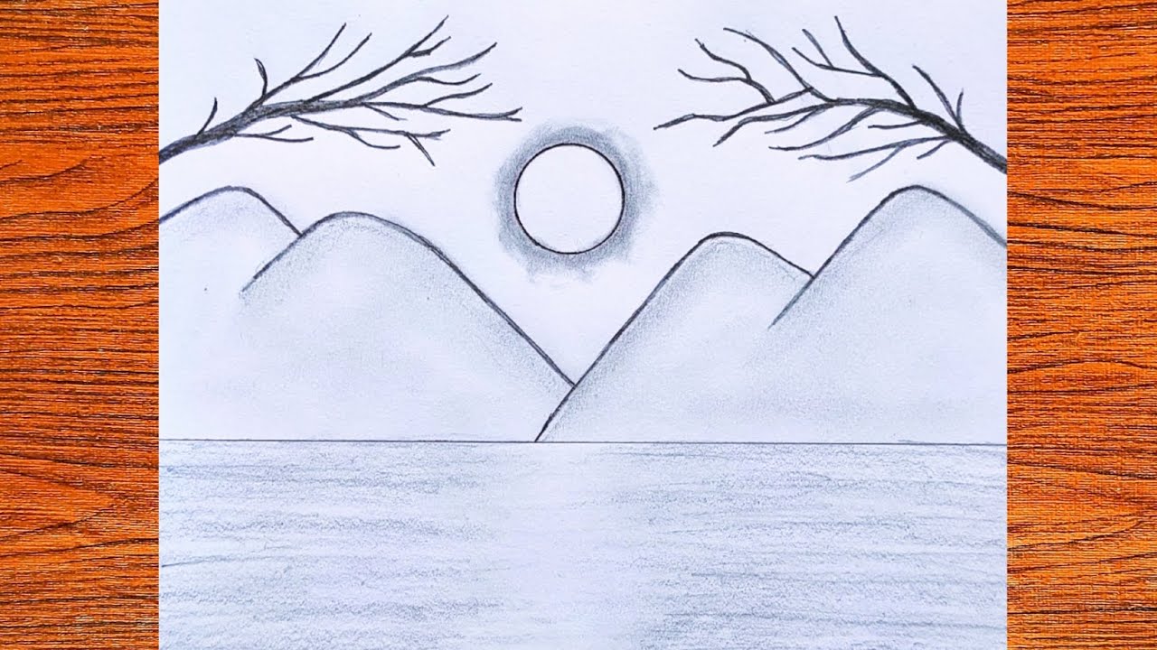 How to draw a simple Landscape drawing step by step || Easy pencil ...