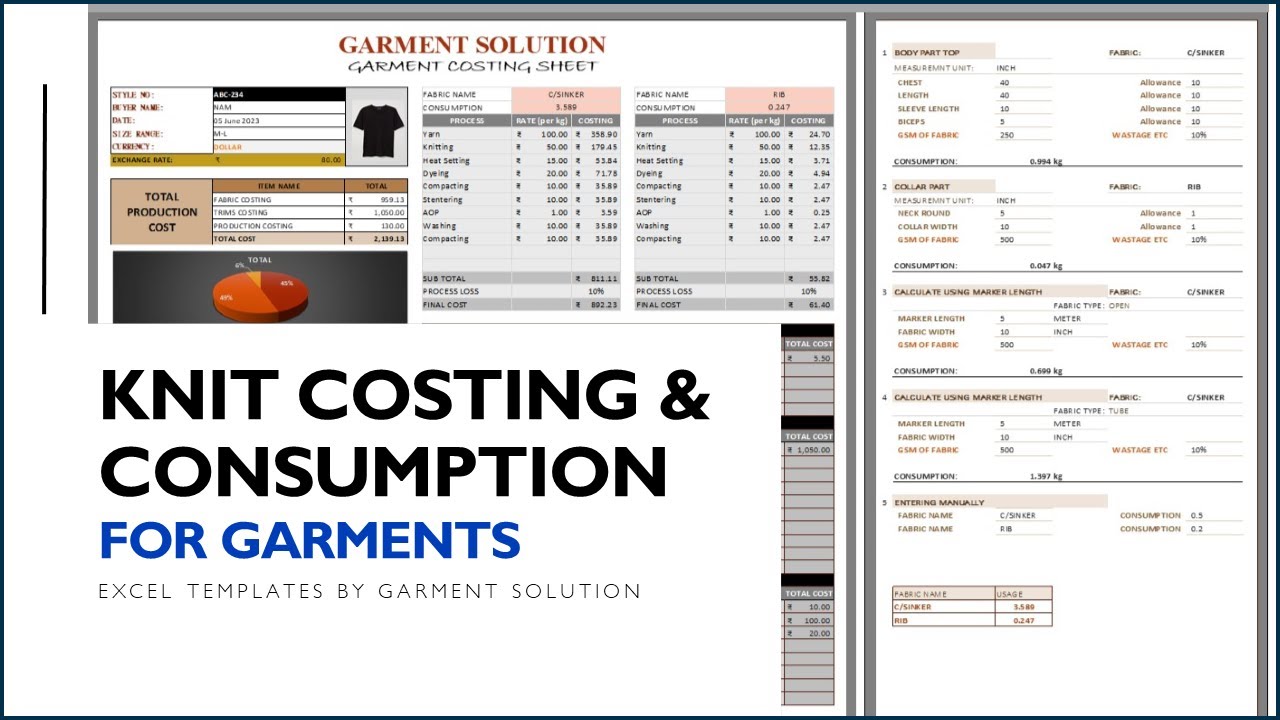 Knit Fabric Costing and Consumption Calculation: Excel Template ...