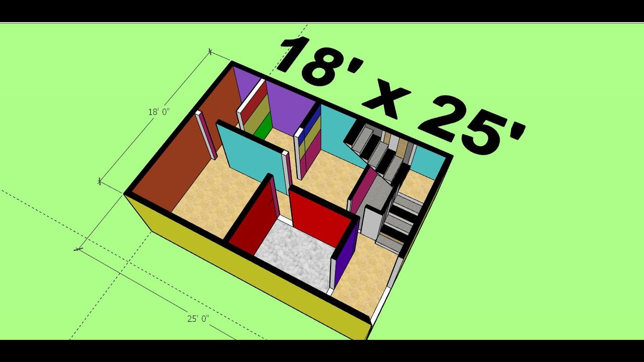 18' X 25' KA 3d HOUSE PLAN || 450 Sqft ka naksa || 3d naksa of 18 x 25 ...