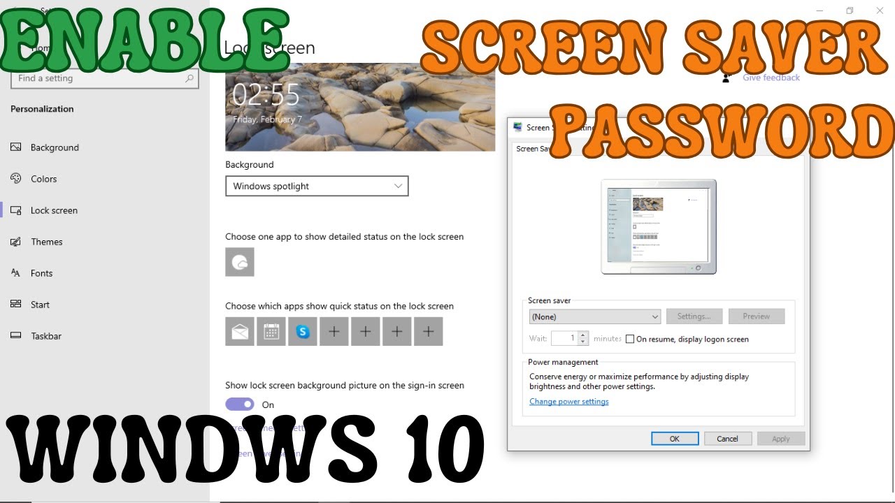 Enable On Resume Password and Screen Saver in Windows 10 PC - YouTube