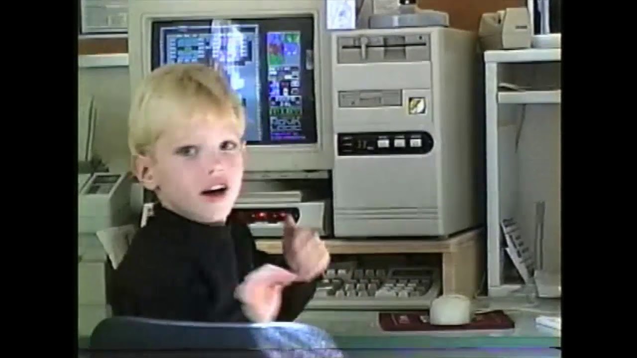 Austin shows Andrew Breakout on the computer (1994) - YouTube