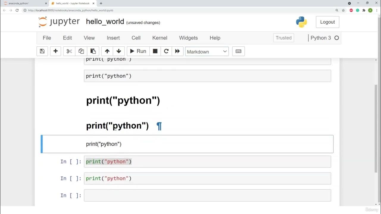 Python for Beginners. 7: Jupyter Notebook options, Code, Markdown, Raw ...