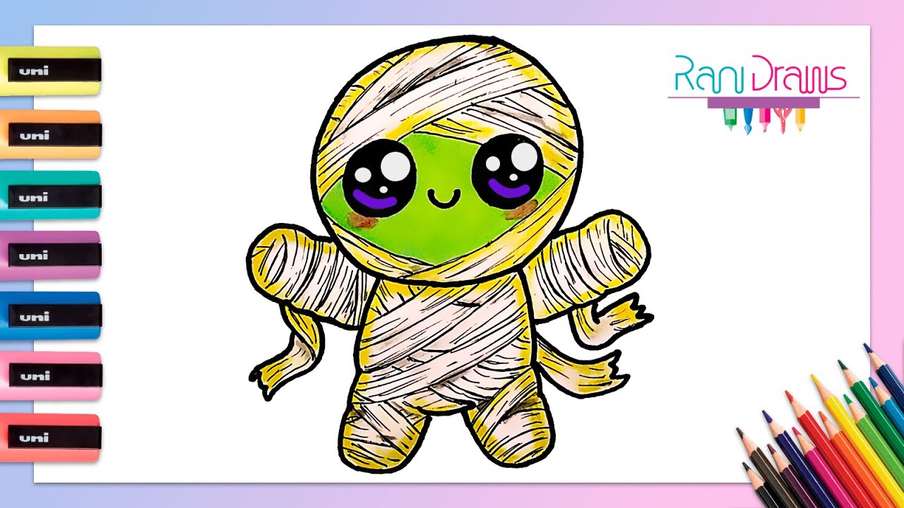 Cómo Dibujar una Momia Kawaii - Dibujos Fáciles Paso a Paso | Tutorial ...